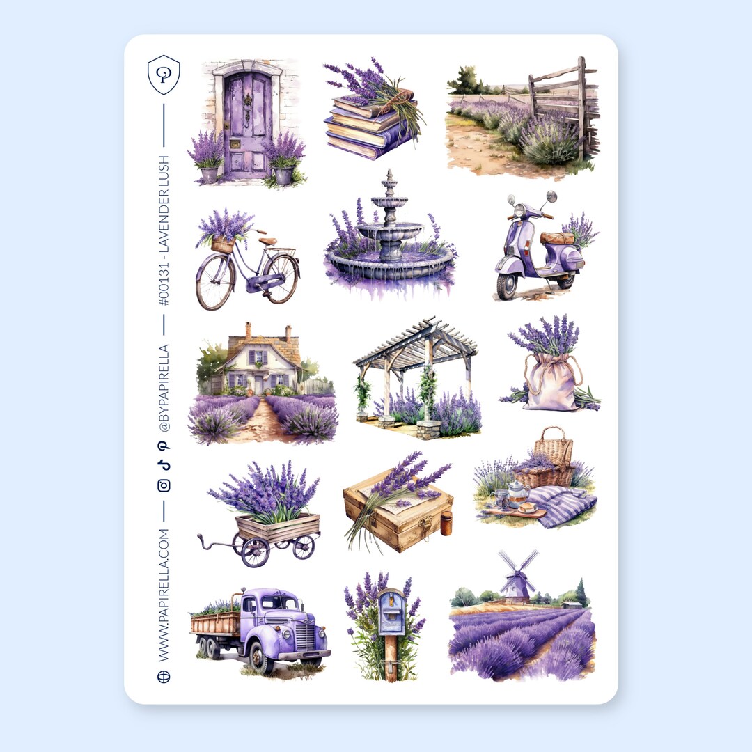 LAVENDER LUSH Sticker Sheet / Bujo Stickers, Planner Stickers ...