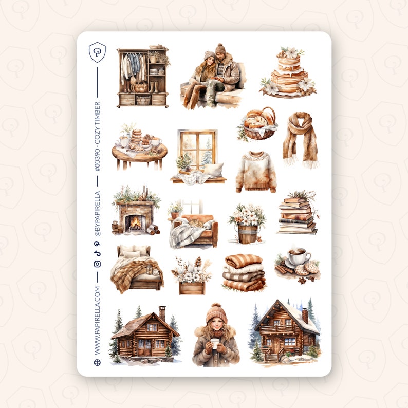 COZY TIMBER Sticker Sheet / Bujo Stickers Planner Stickers - Etsy
