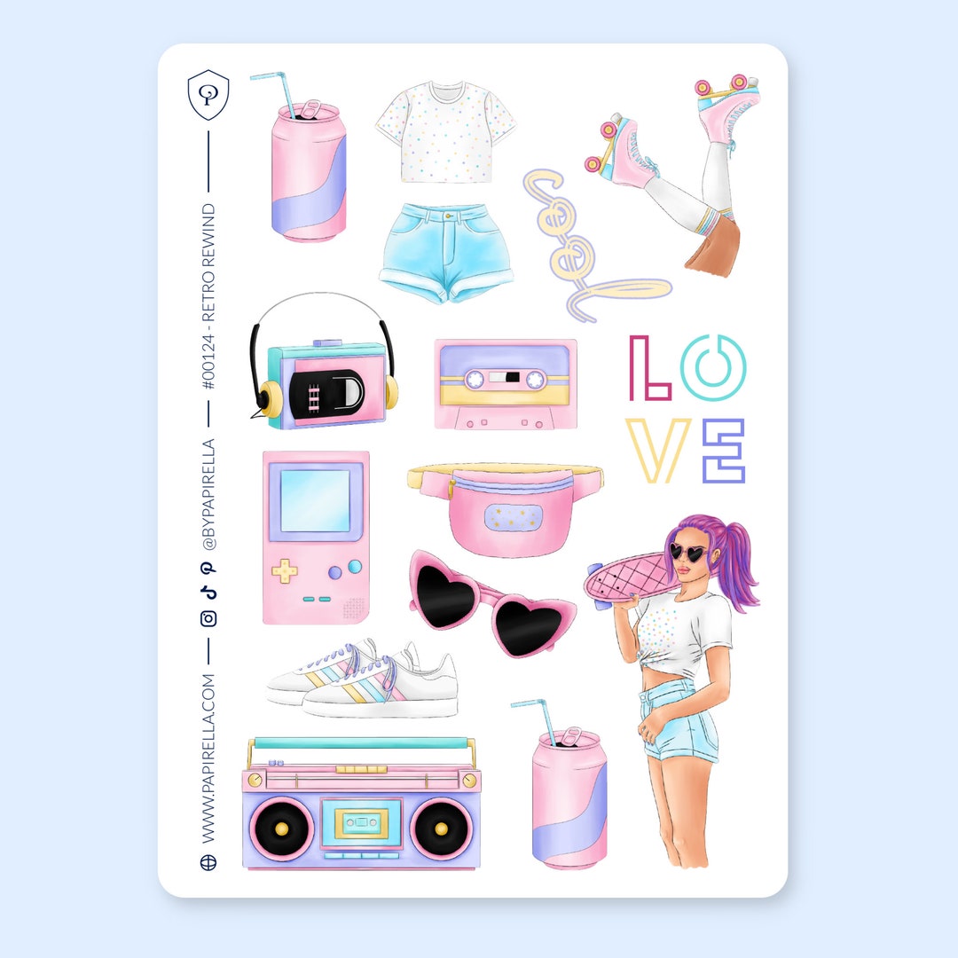 RETRO REWIND Sticker Sheet / Bullet Journal Stickers, Planner Stickers ...
