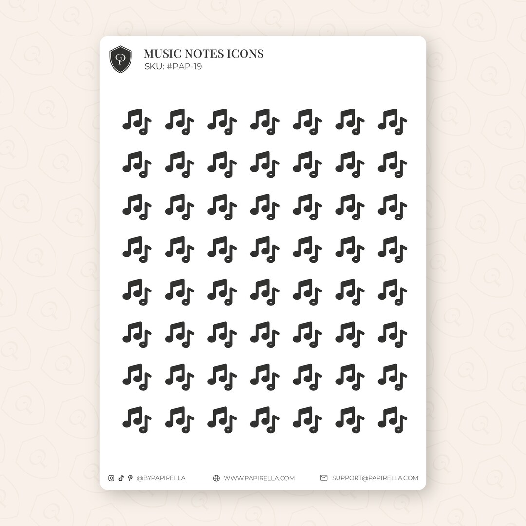 MUSIC NOTES Icons Sticker Sheet / Bujo Stickers, Planner Stickers ...