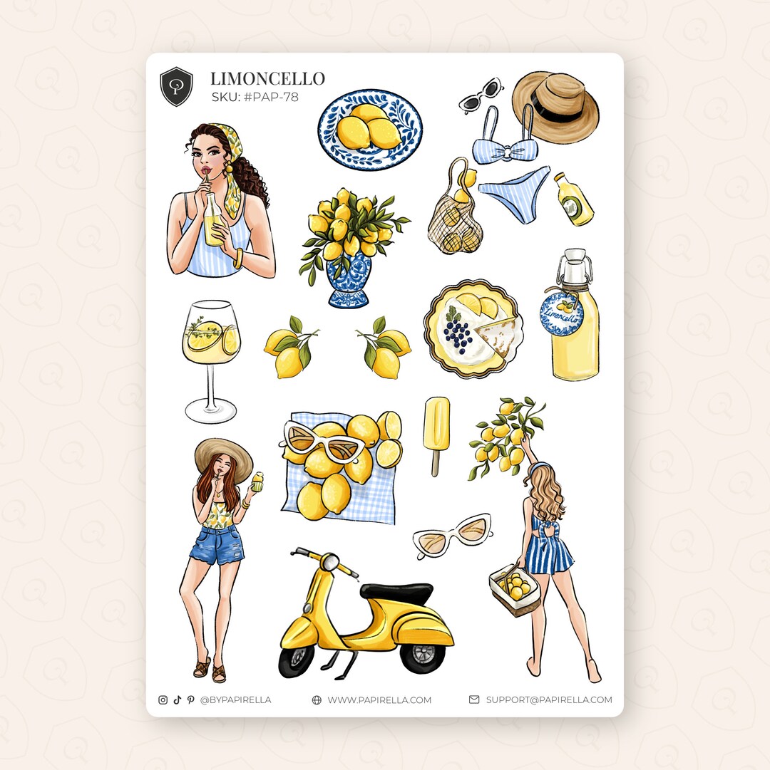 LIMONCELLO Sticker Sheet / Bujo Stickers, Planner Stickers, Aesthetic ...