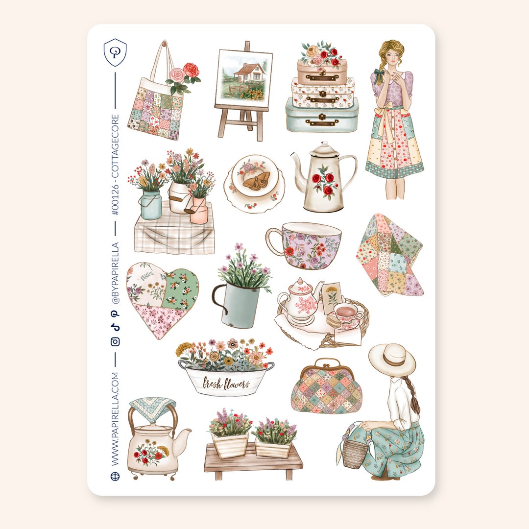 COTTAGECORE Sticker Sheet / Journaling Stickers, Planner Stickers ...