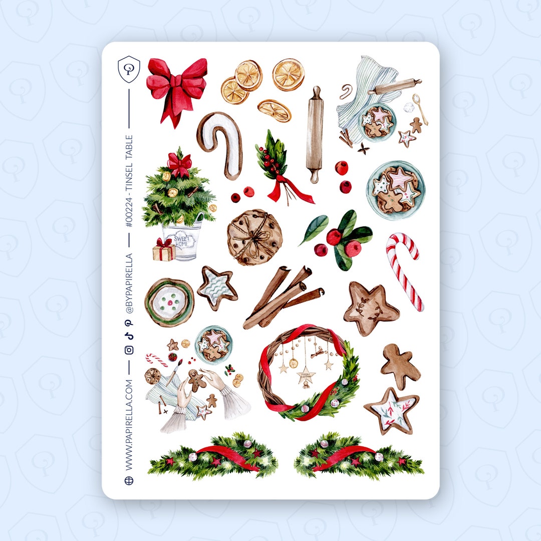 TINSEL TABLE Sticker Sheet / Bujo Stickers, Planner Stickers, Aesthetic ...