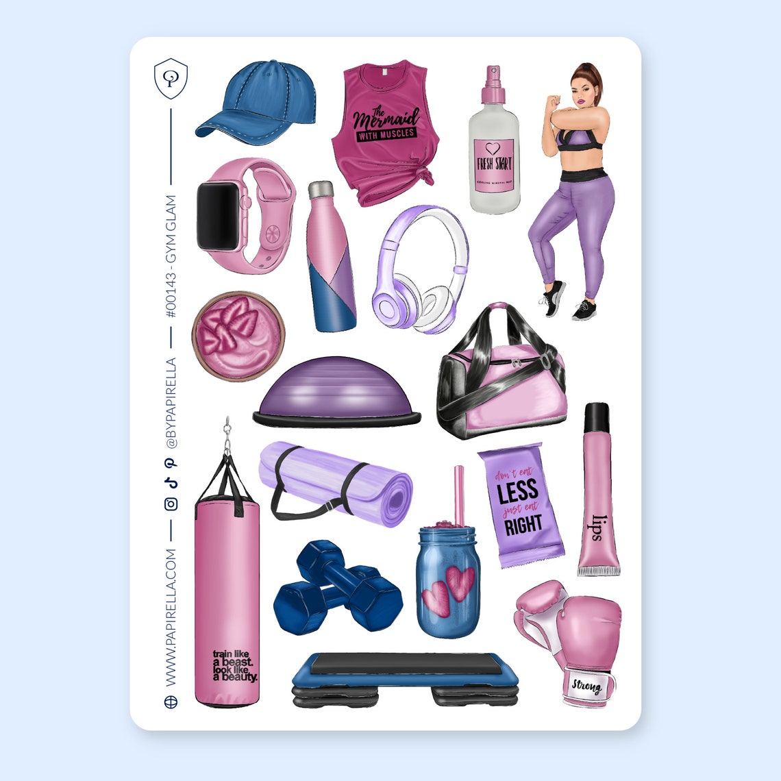 GYM GLAM Sticker Sheet / Bujo Stickers, Planner Stickers, Aesthetic ...