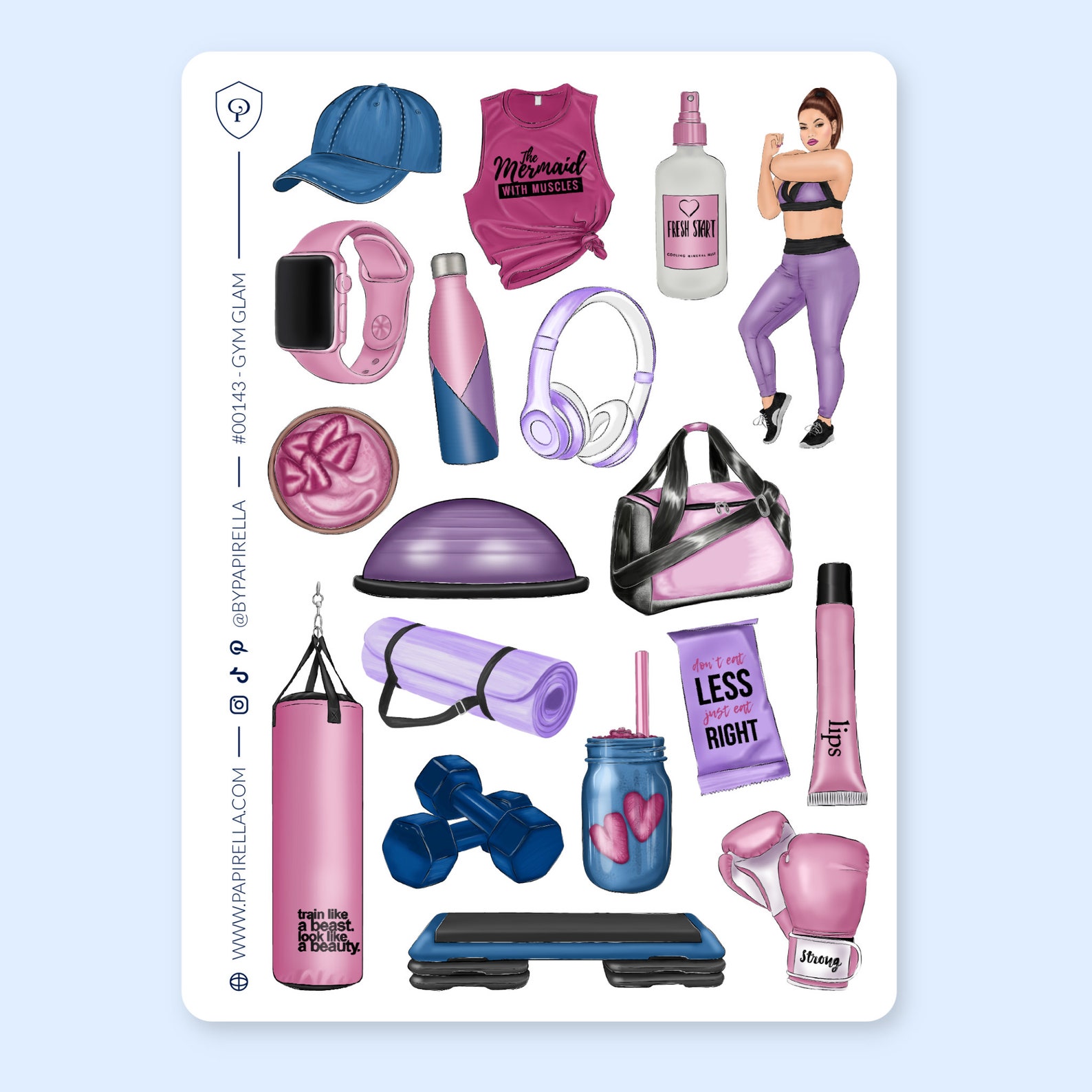 GYM GLAM Sticker Sheet / Bujo Stickers, Planner Stickers, Aesthetic ...