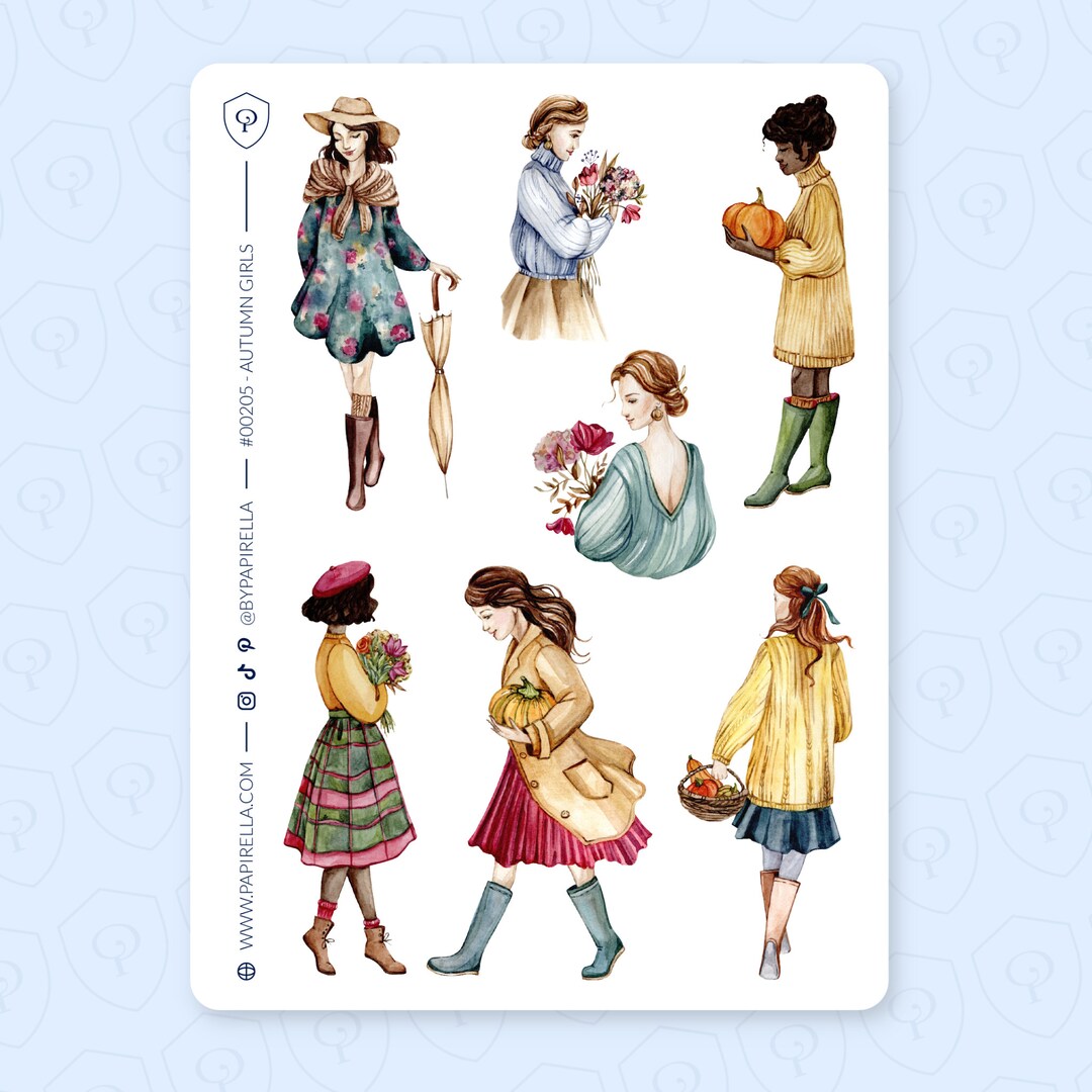 AUTUMN GIRLS Sticker Sheet / Journal Stickers, Planner Stickers ...
