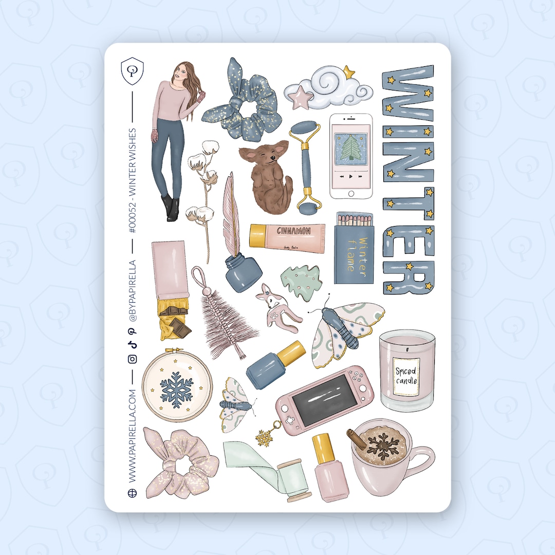 WINTER WISHES Sticker Sheet / Bujo Stickers, Planner Stickers ...