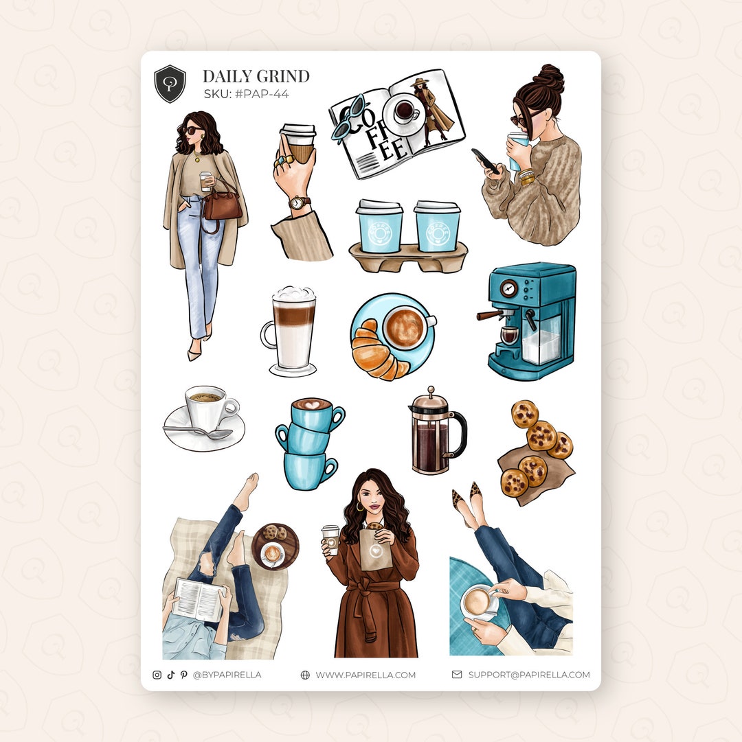 DAILY GRIND Sticker Sheet / Bujo Stickers, Planner Stickers, Journaling ...