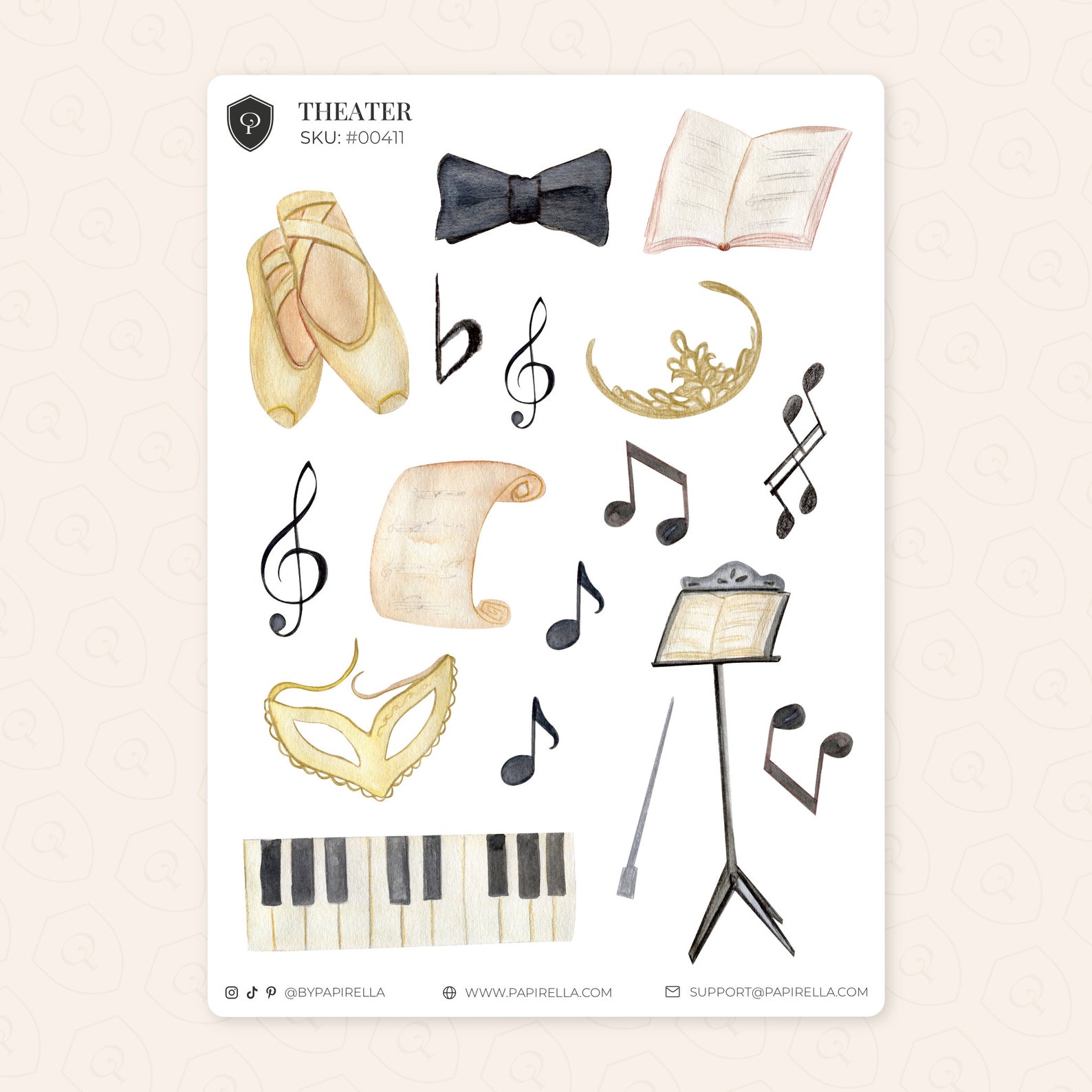 THEATER Sticker Sheet / Bujo Stickers, Planner Stickers, Journaling ...