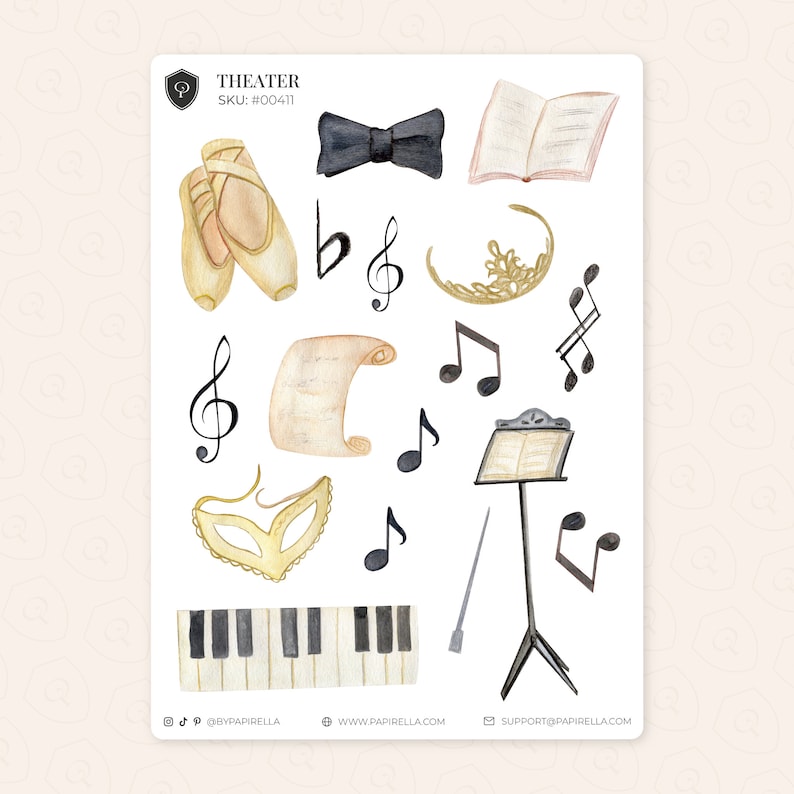 THEATER Sticker Sheet / Bujo Stickers, Planner Stickers, Journaling ...