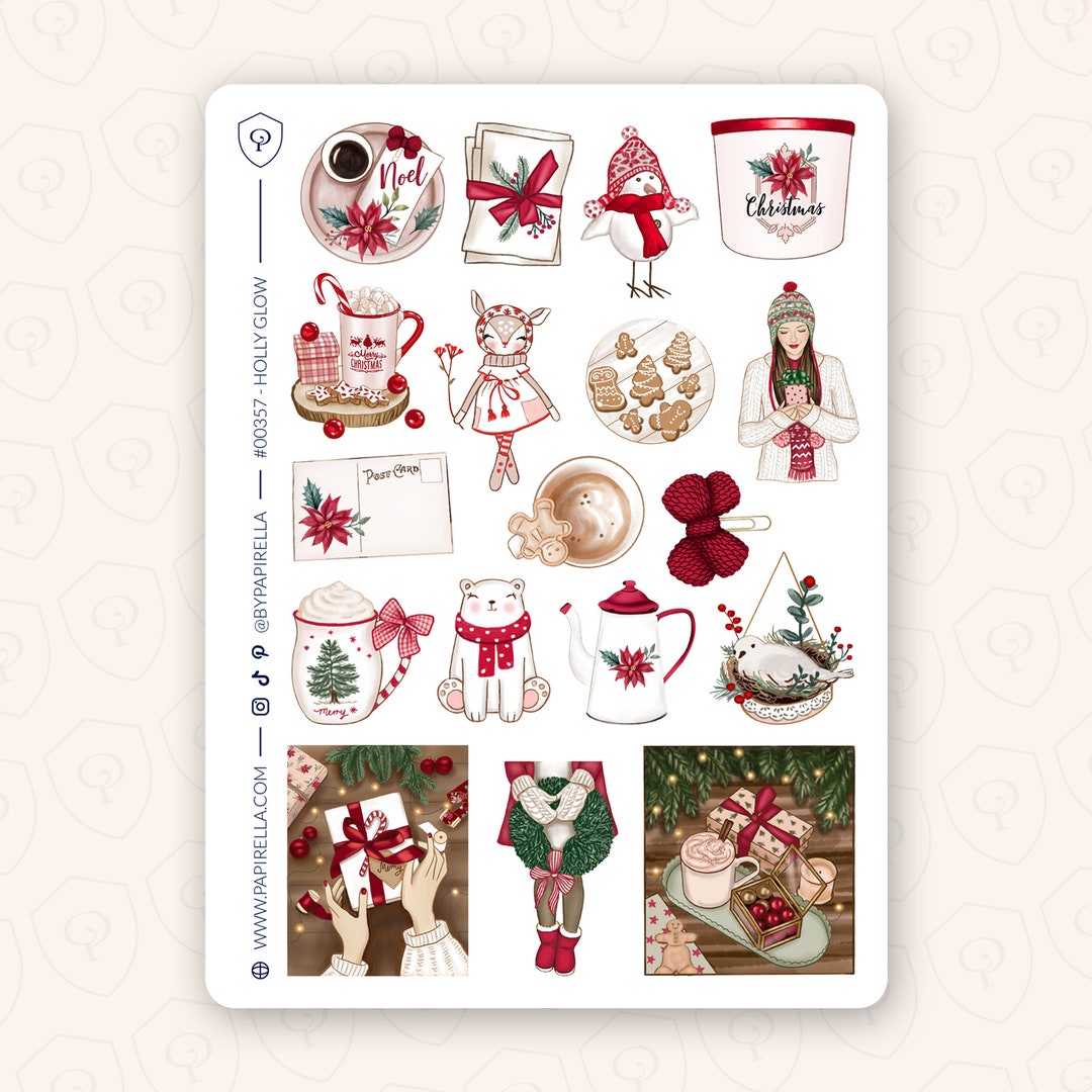 HOLLY GLOW Sticker Sheet / Bujo Stickers, Planner Stickers, Christmas ...