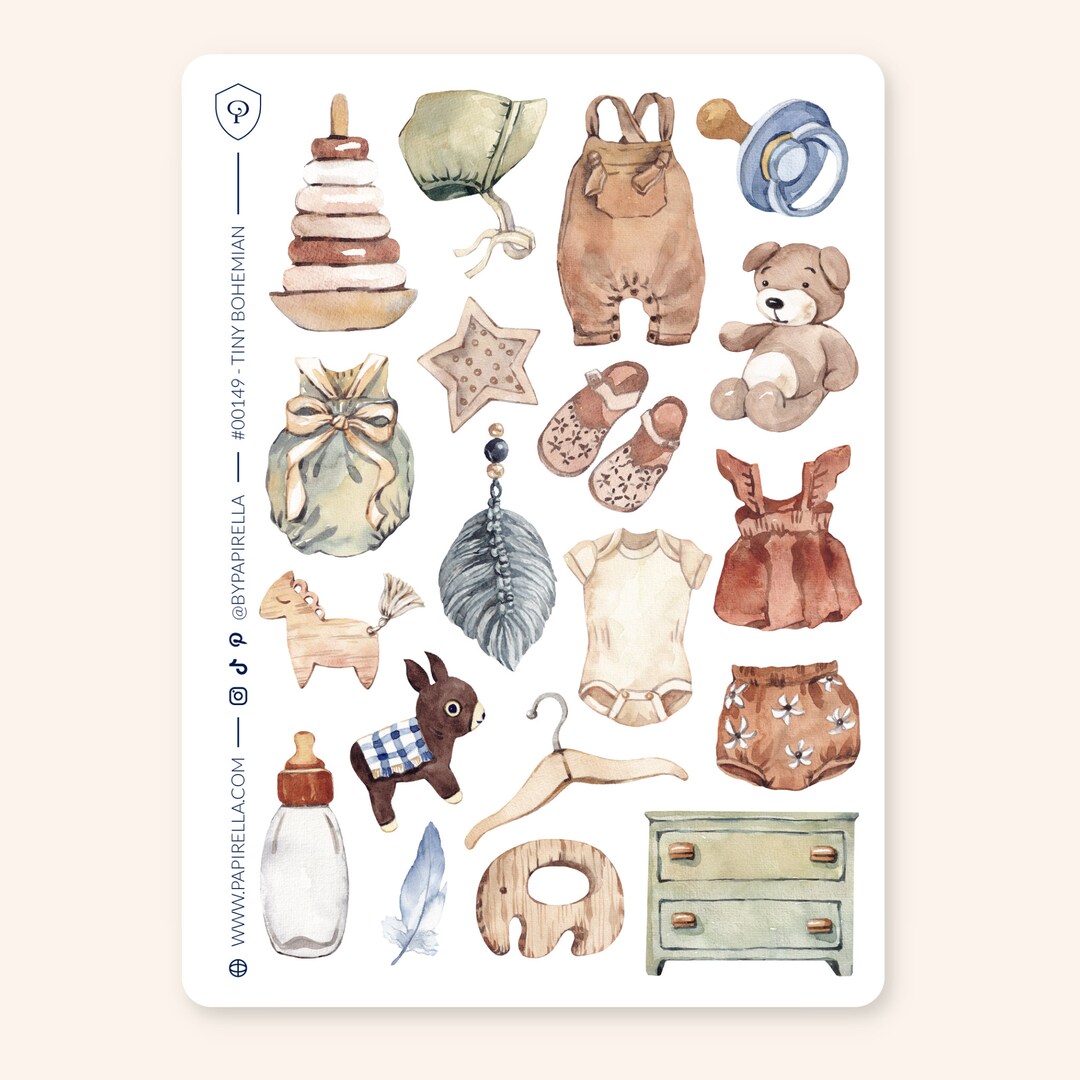 TINY BOHEMIAN Sticker Sheet / Bujo Stickers, Planner Stickers, Boho ...