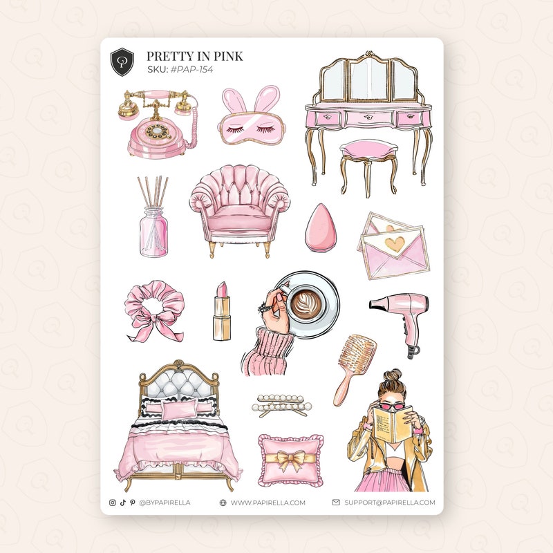 Pink Stickers - Etsy