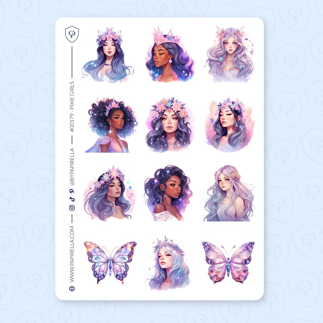 PIXIE GIRLS Sticker Sheet / Bujo Stickers, Planner Stickers, Fairytale ...