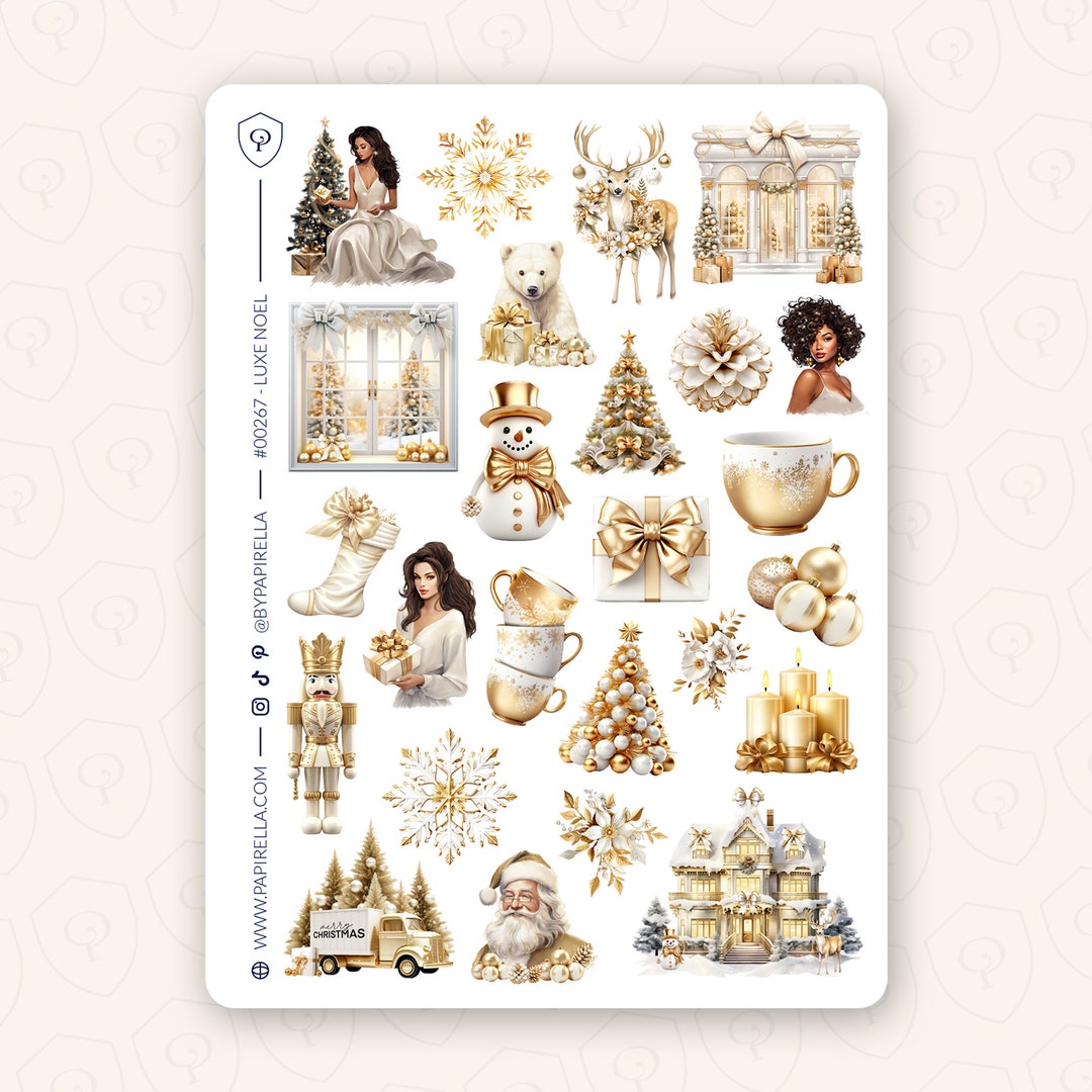 LUXE NOEL Sticker Sheet / Bujo Stickers, Planner Stickers, Aesthetic ...