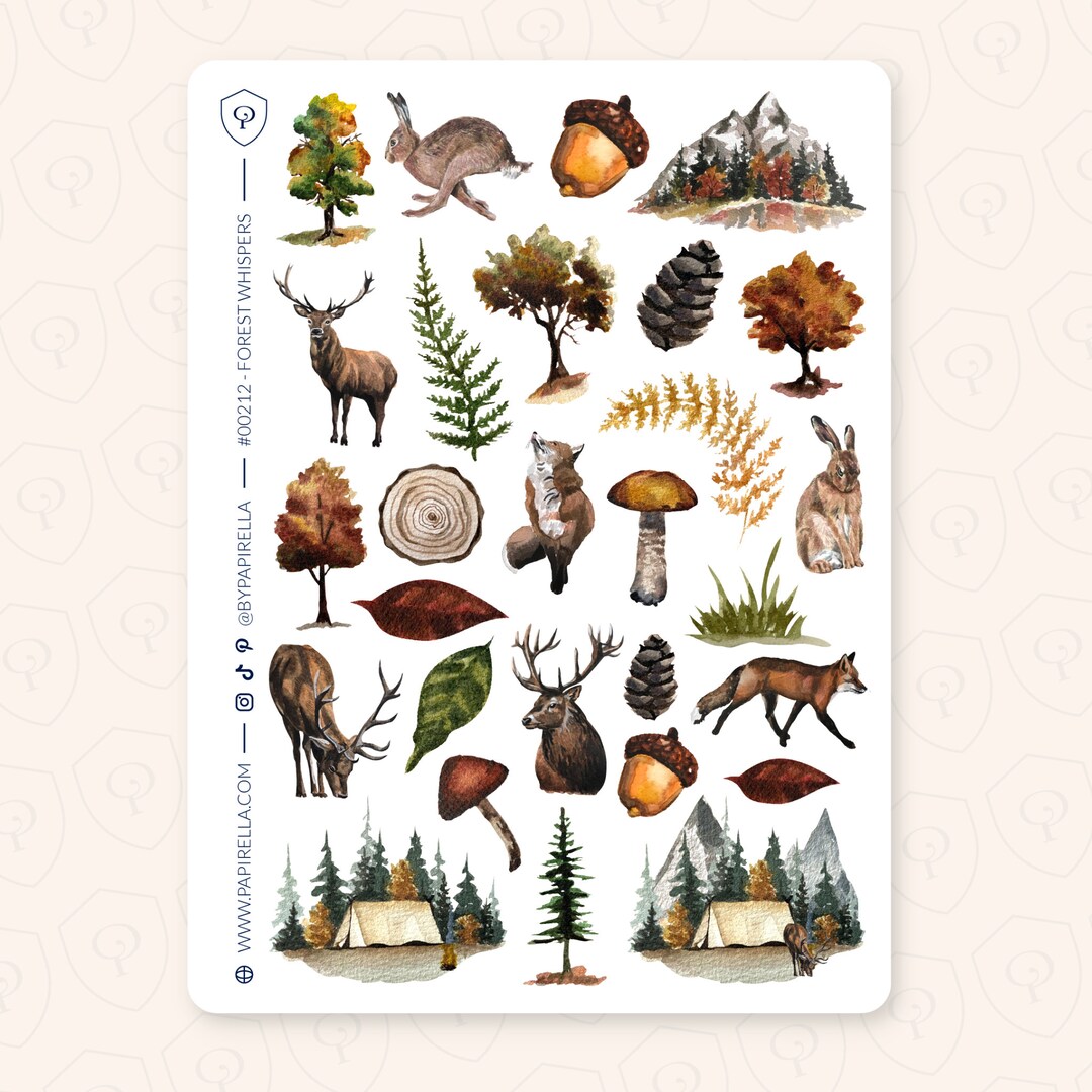 FOREST WHISPERS Sticker Sheet / Bujo Stickers, Planner Stickers, Forest ...