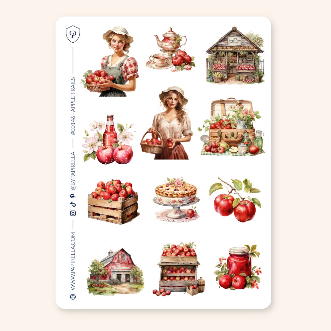 APPLE TRAILS Sticker Sheet / Bujo Stickers, Planner Stickers ...