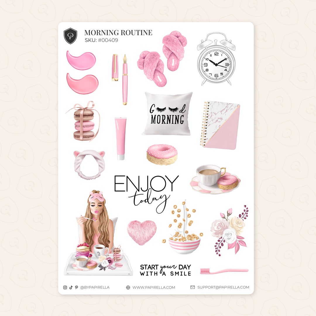 MORNING ROUTINE Sticker Sheet / Bujo Stickers, Planner Stickers ...