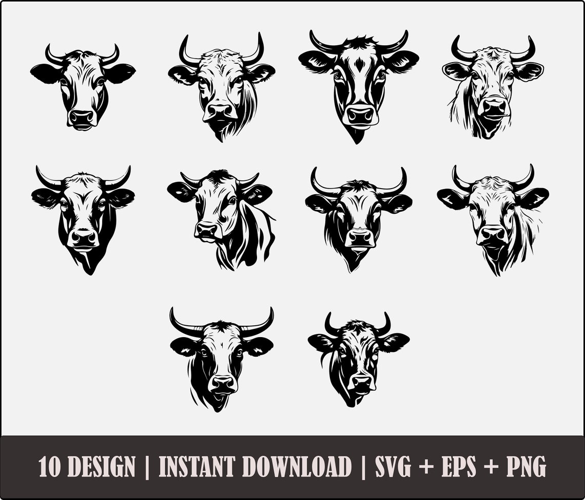 Cow Face SVG Cow Cut Files Cow Svg Cut Cow Vector Svg - Etsy