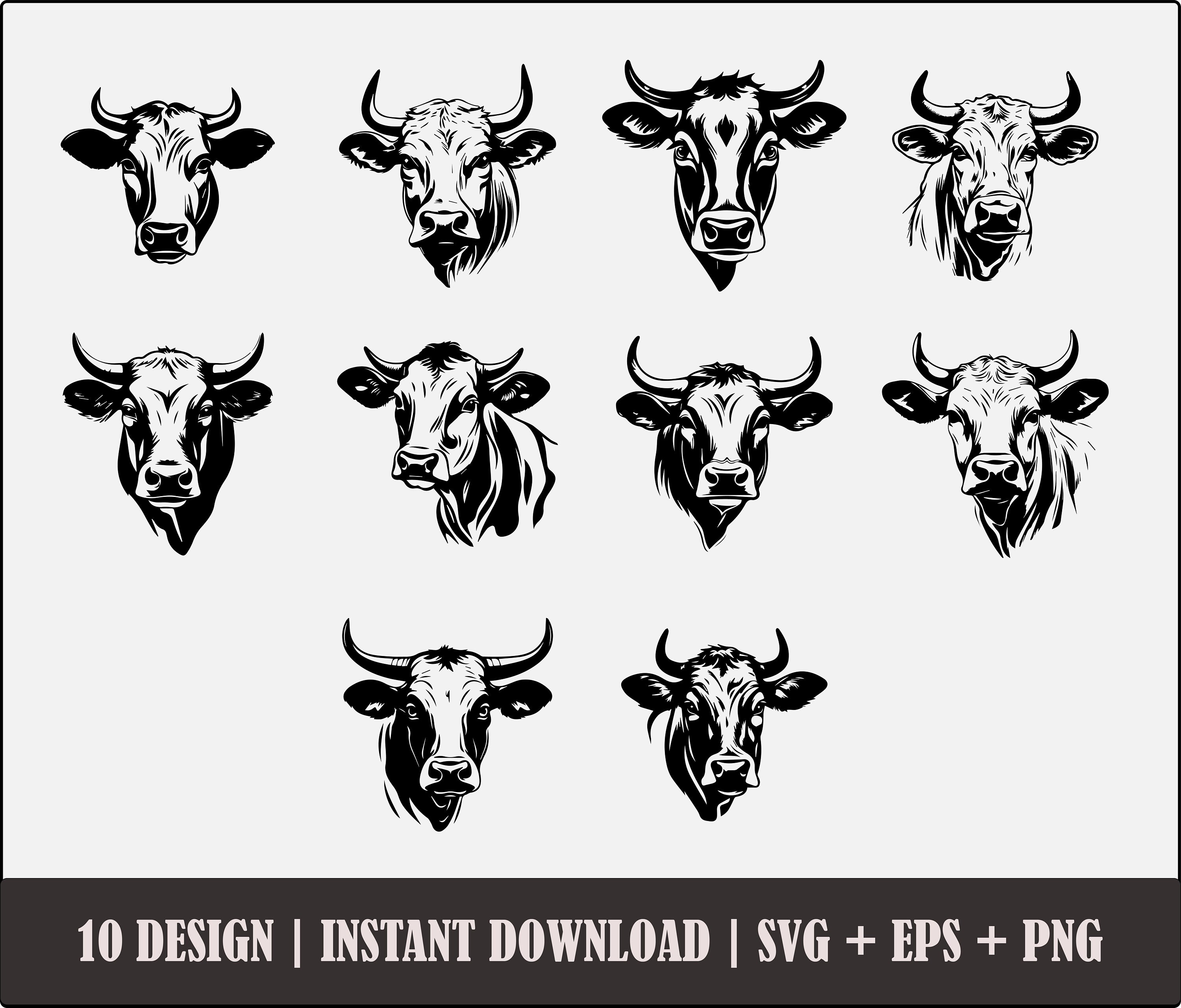 Cow Face SVG Cow Cut Files Cow Svg Cut Cow Vector Svg - Etsy