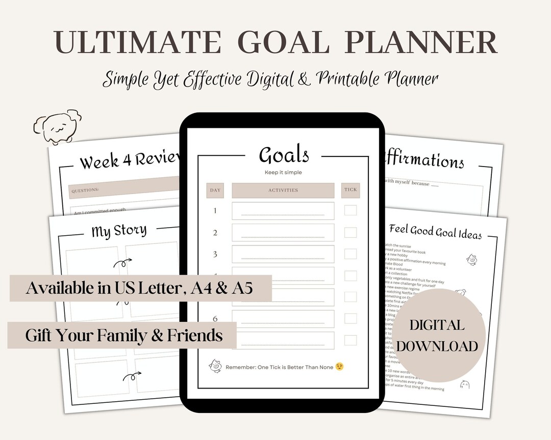 Ultimate Goal Planner Digital and Printable Workbook, New Years ...
