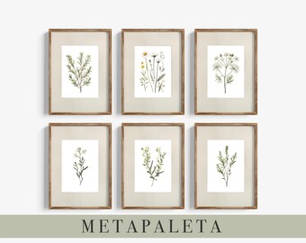 Botanical Flower 9 Poster Set Boho Cottagecore Decor Vintage Printable ...