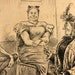 Antique Original Signed Illustration Comic Drawing Side Show Performers ...