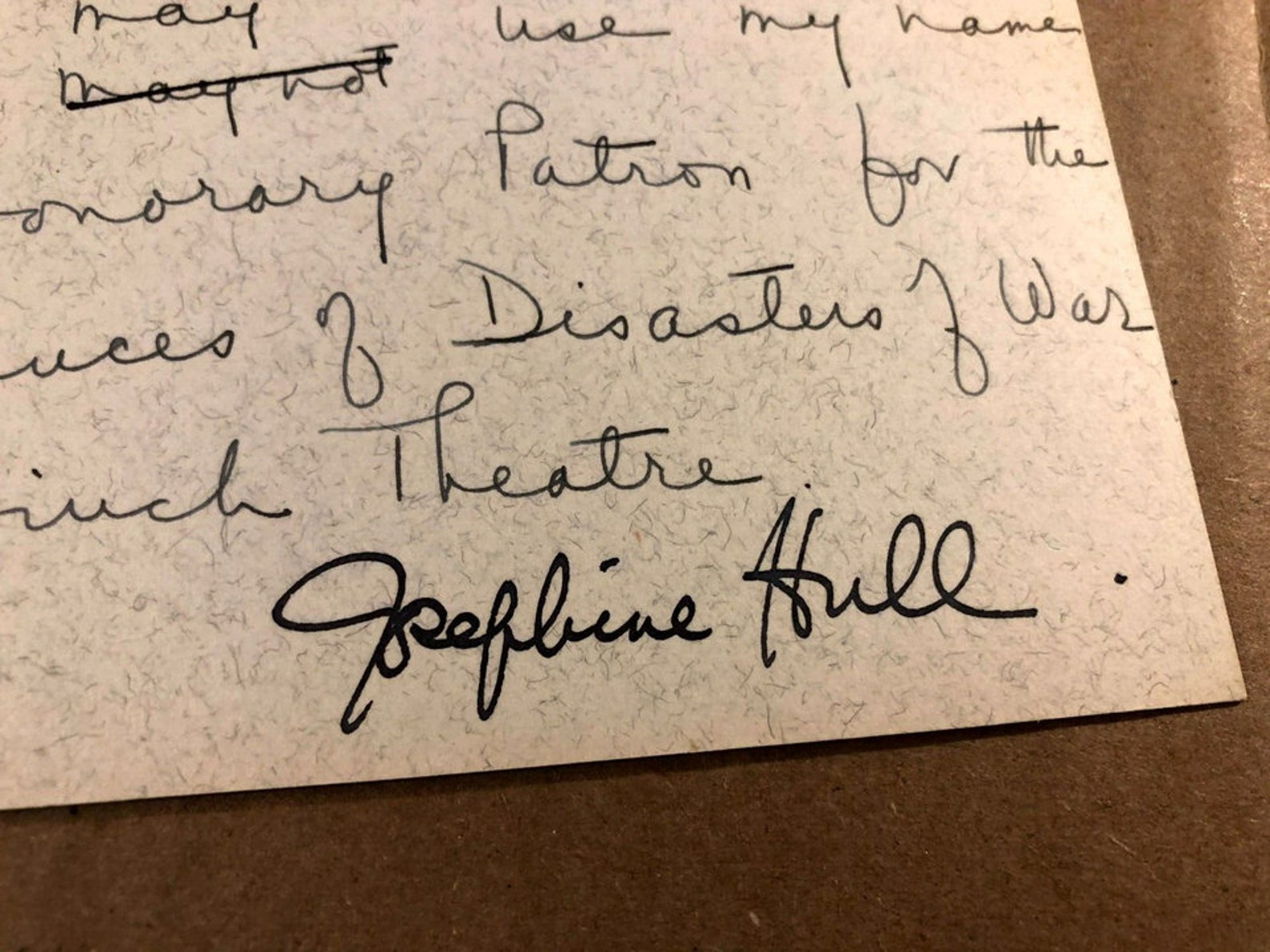 Josephine Hull Very Rare Very Early Autographed Page 30s Harvey Arsenic ...
