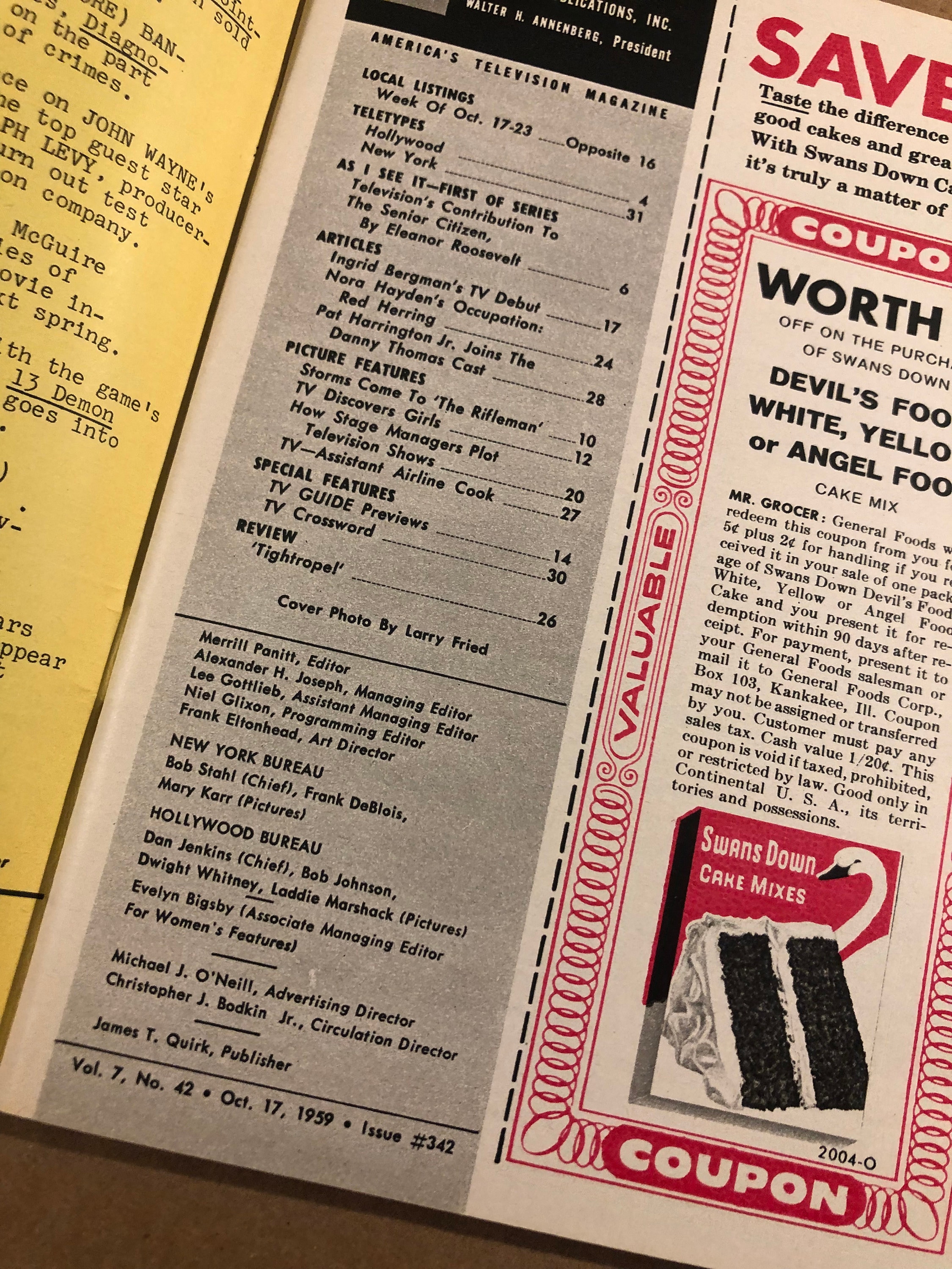 Ingrid Bergman Rare Original Autographed 1959 TV Guide Casablanca ...