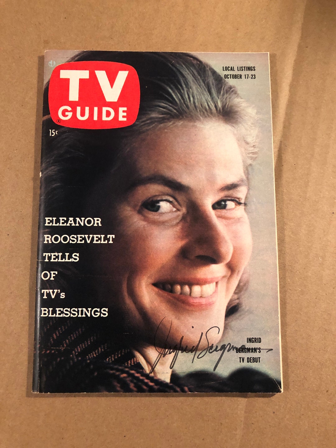 Ingrid Bergman Rare Autographed TV Guide; 1959 Issue - Etsy