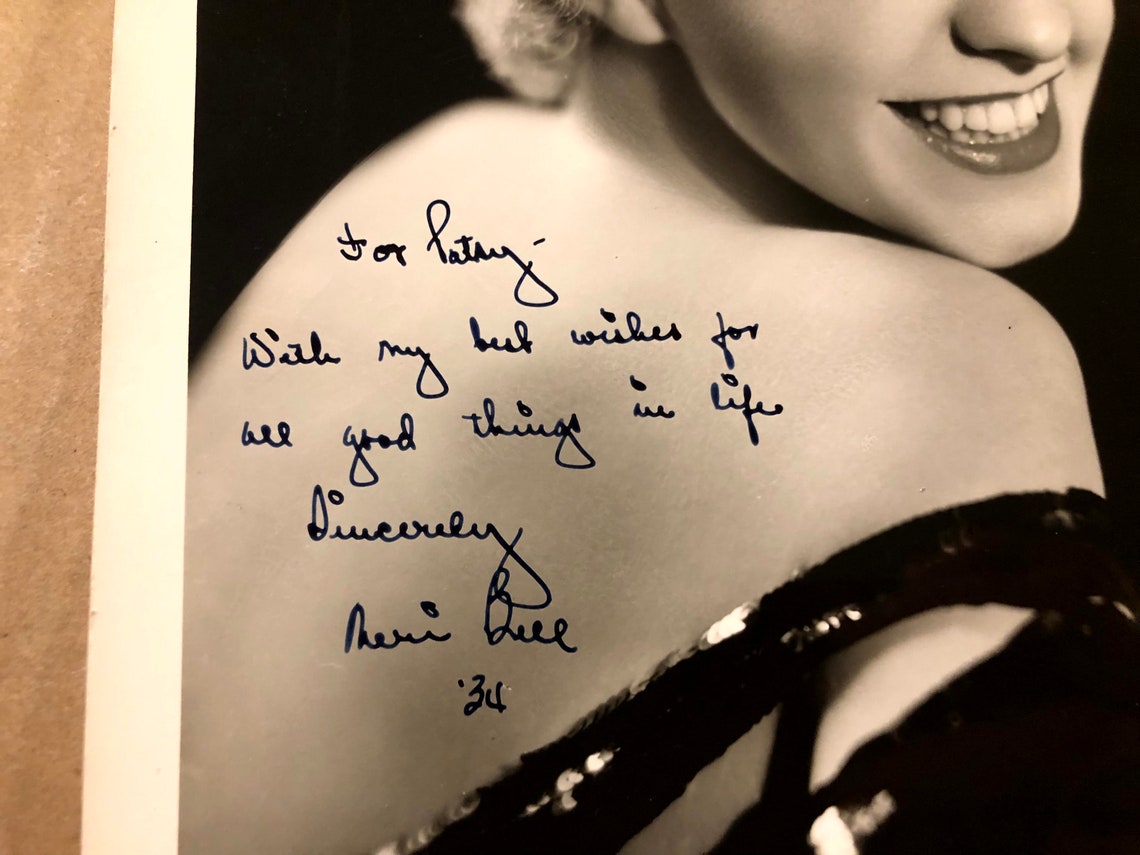 Meri Bell Terrific Very Rare Very Early Autographed 8/10 Photo '34 ...