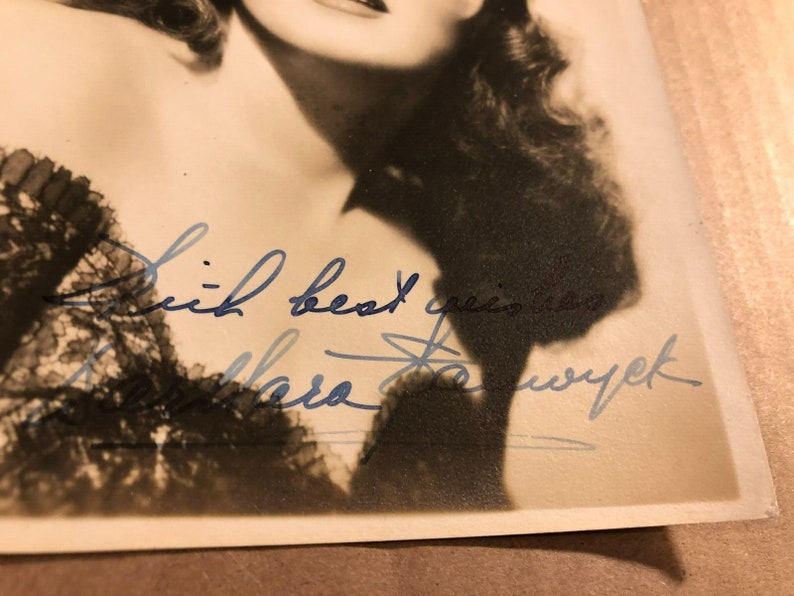 Barbara Stanwyck Rare Very Early Original Autographed Photo 40s Double ...