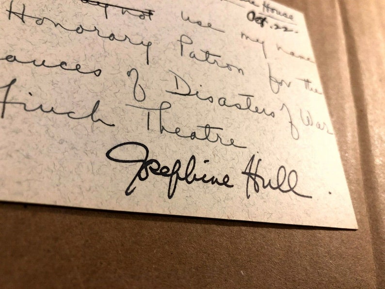 Josephine Hull Very Rare Very Early Autographed Page 30s Harvey Arsenic ...