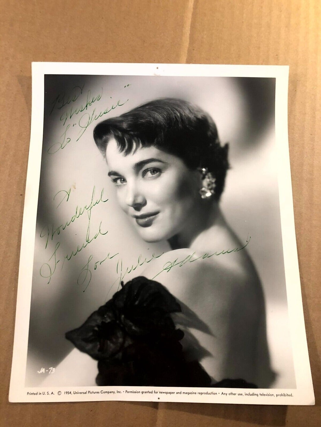 Julie Adams Rare Very Early Original Autographed 8/10 Photo From '54 ...