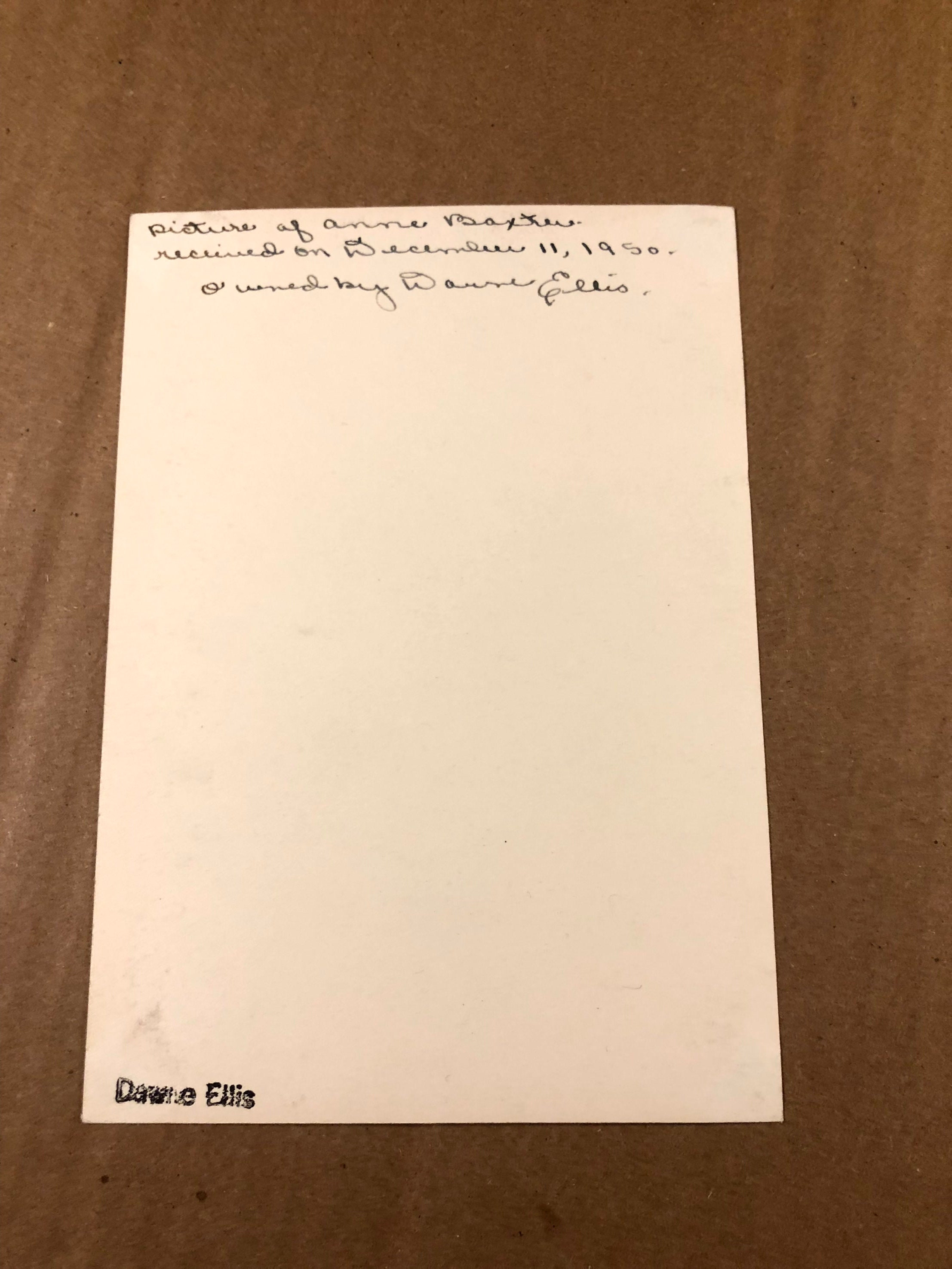 Anne Baxter Beautiful Rare Very Early Autographed Photo '50 Year of All ...