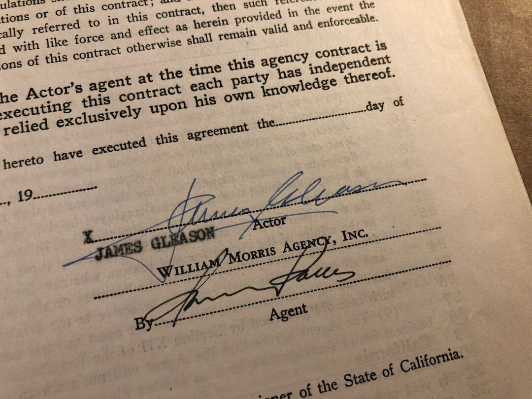 James Gleason Very Rare Early Autographed Contract '54 Suddenly Mr ...