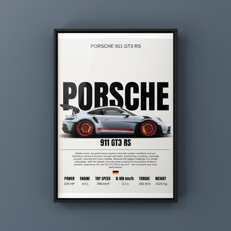 Porsche 911 GT3 RS Poster, Car, Trendy Wall Art *DIGITAL DOWNLOAD* - Etsy
