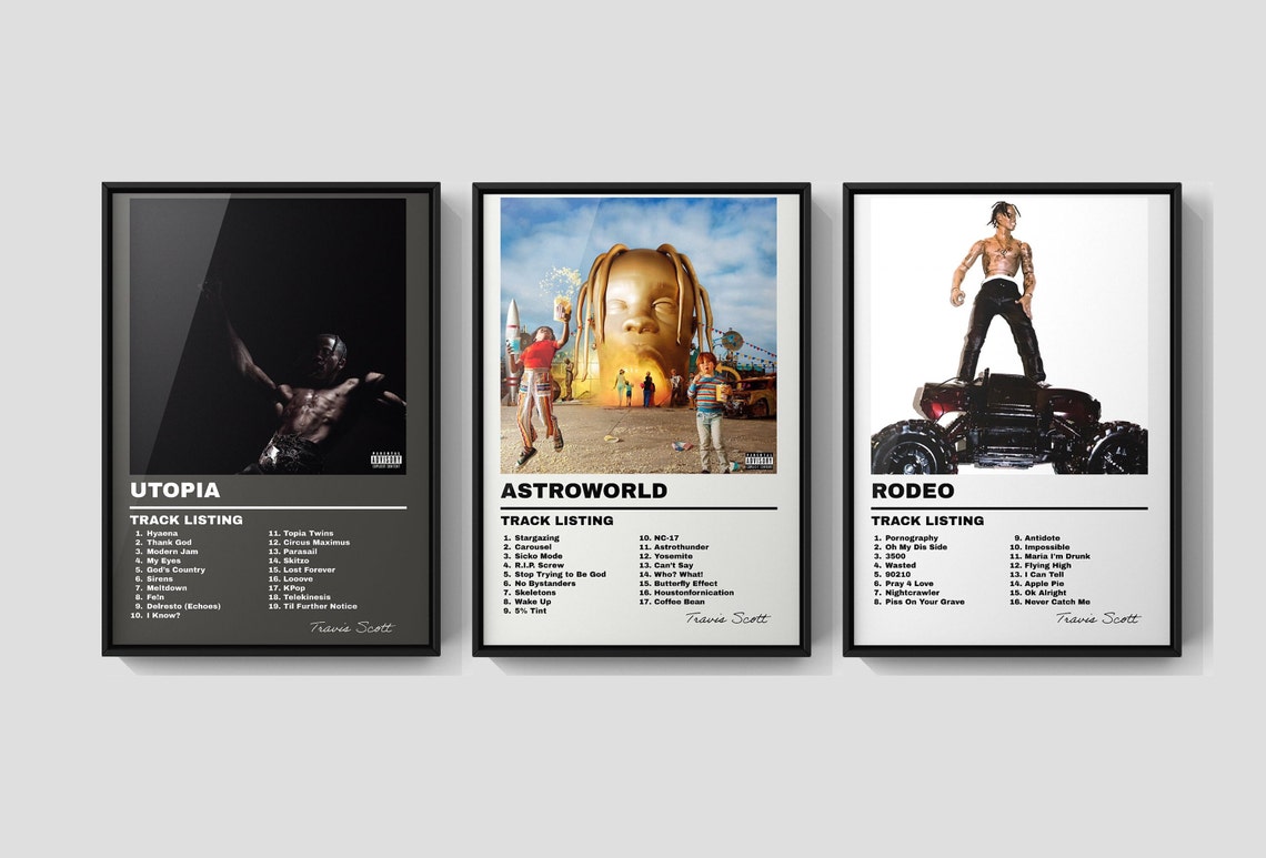 SET OF 3: Travis Scott Utopia/astroworld/rodeo Posters, Music, Trendy ...
