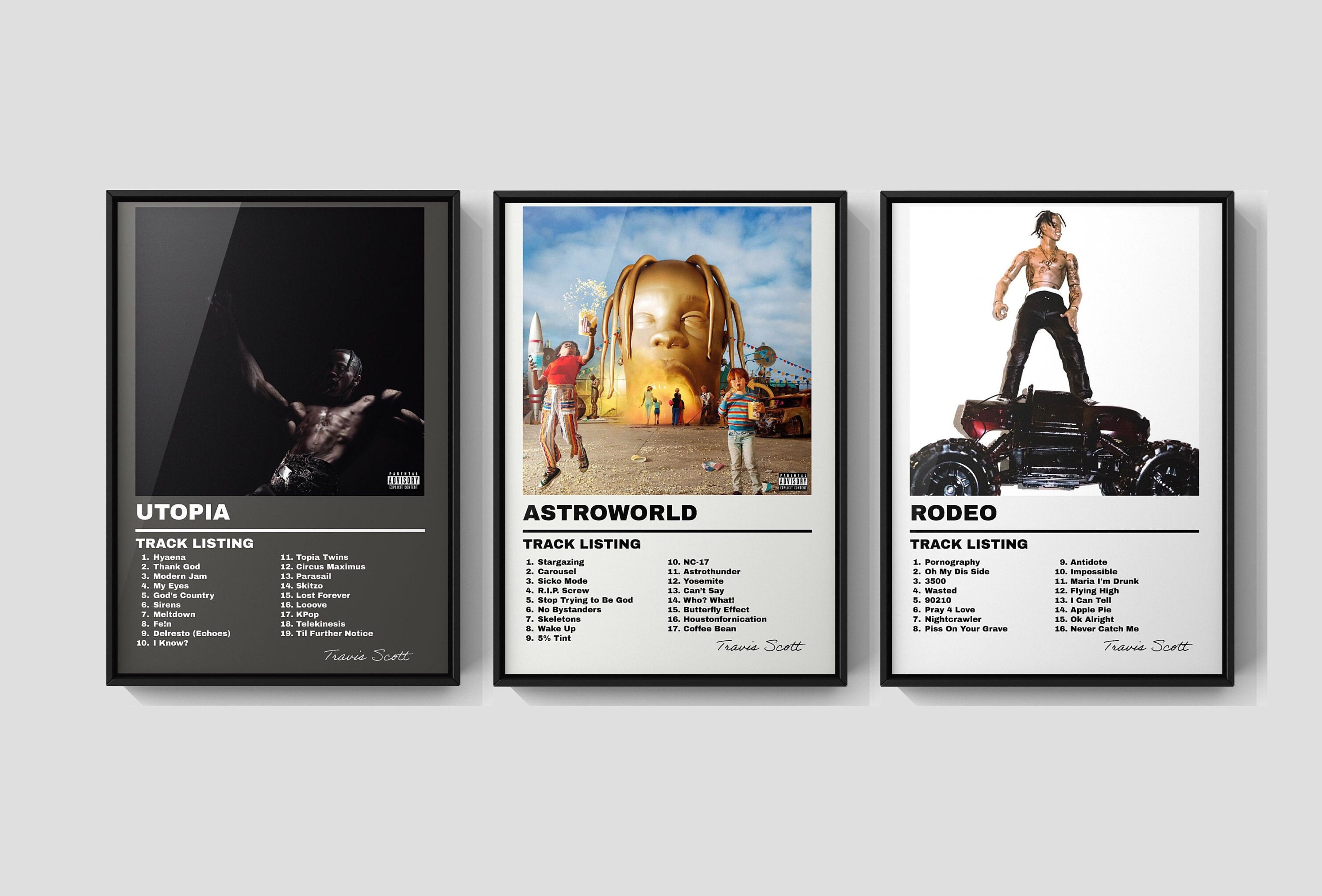 SET OF 3: Travis Scott Utopia/astroworld/rodeo Posters, Music, Trendy ...