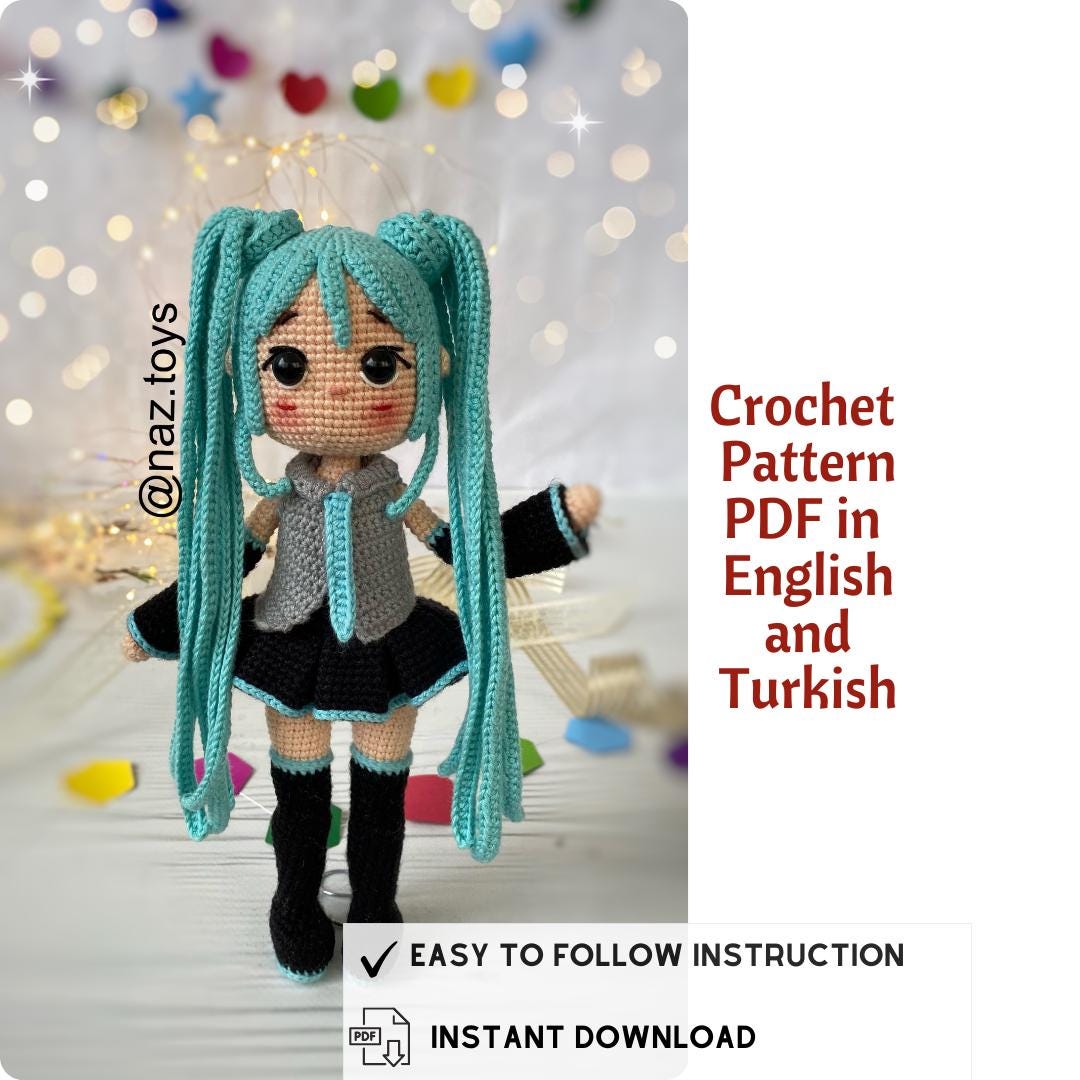 Amigurumi Hatsune Miku Crochet Doll Pattern (PDF) - Etsy