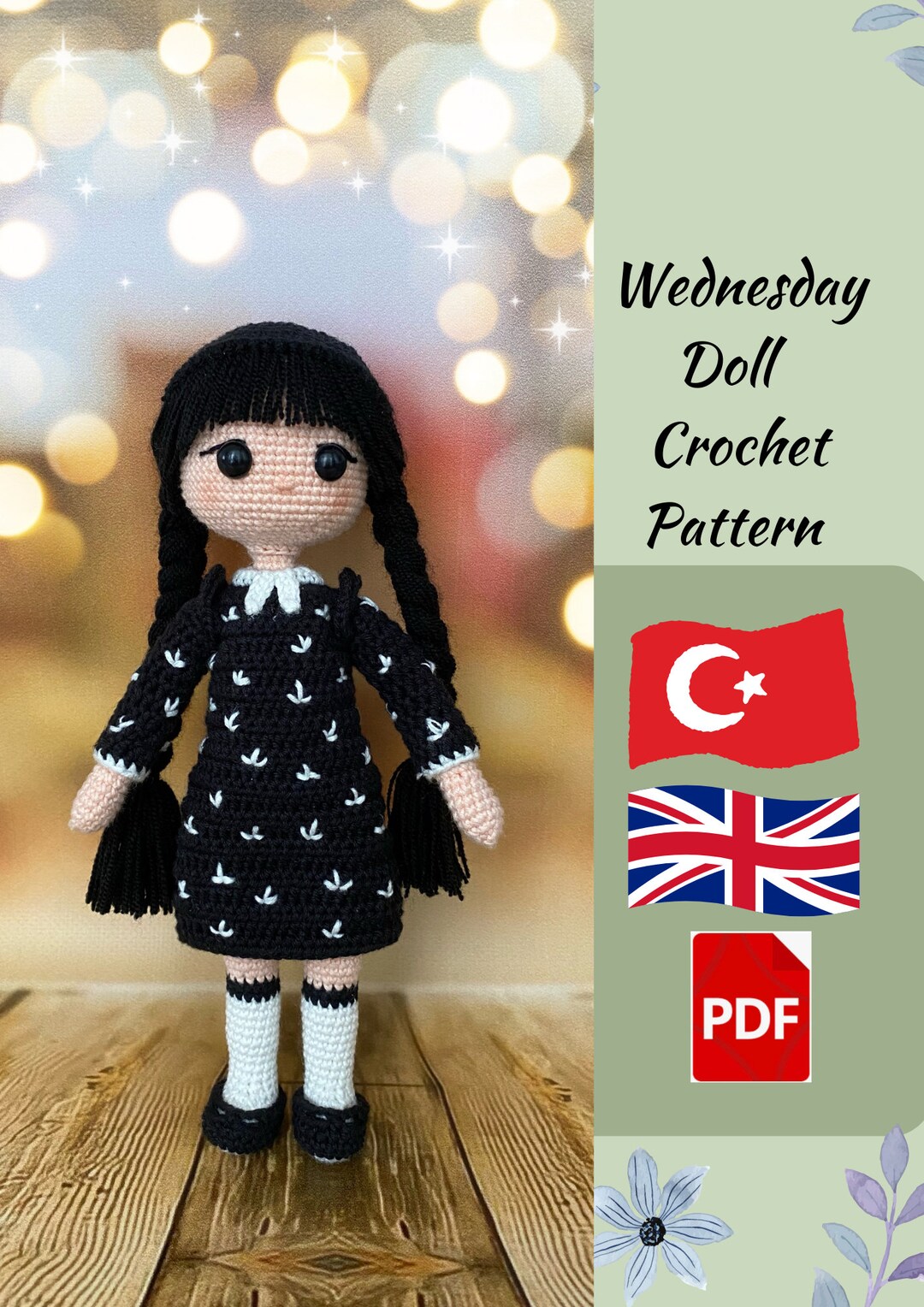Amigurumi Wednesday Doll English Pattern, Crochet, Amigurumi Crochet ...