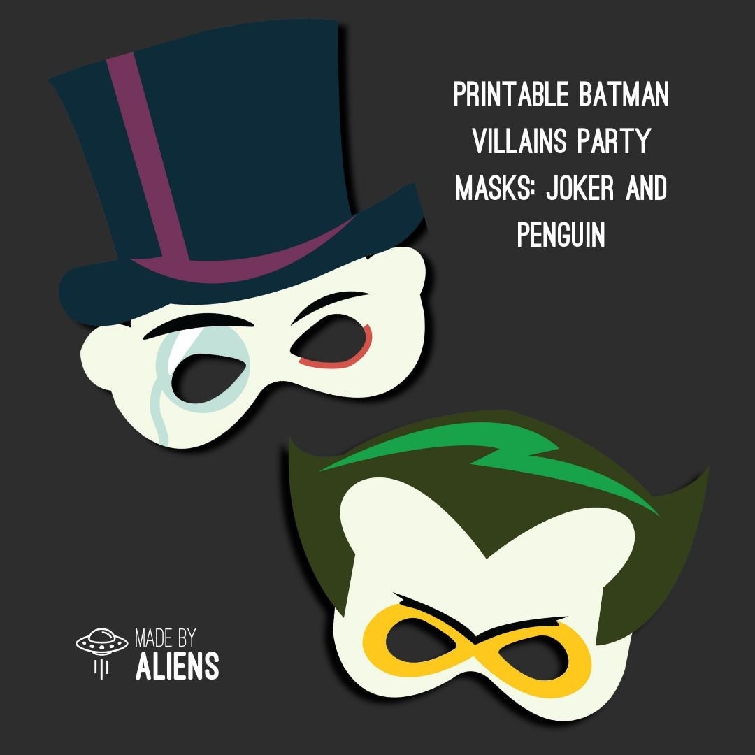Printable Batman Villains Party Masks: Joker and Penguin Digital Files ...