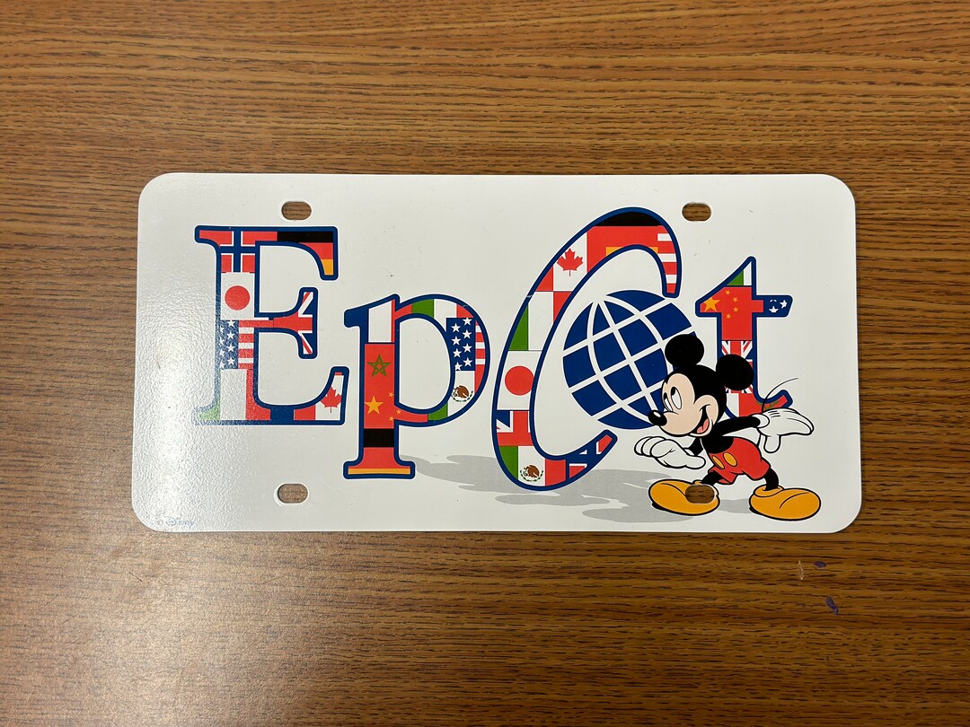Vintage Disney Epcot Mickey Mouse World Flags Plastic License - Etsy