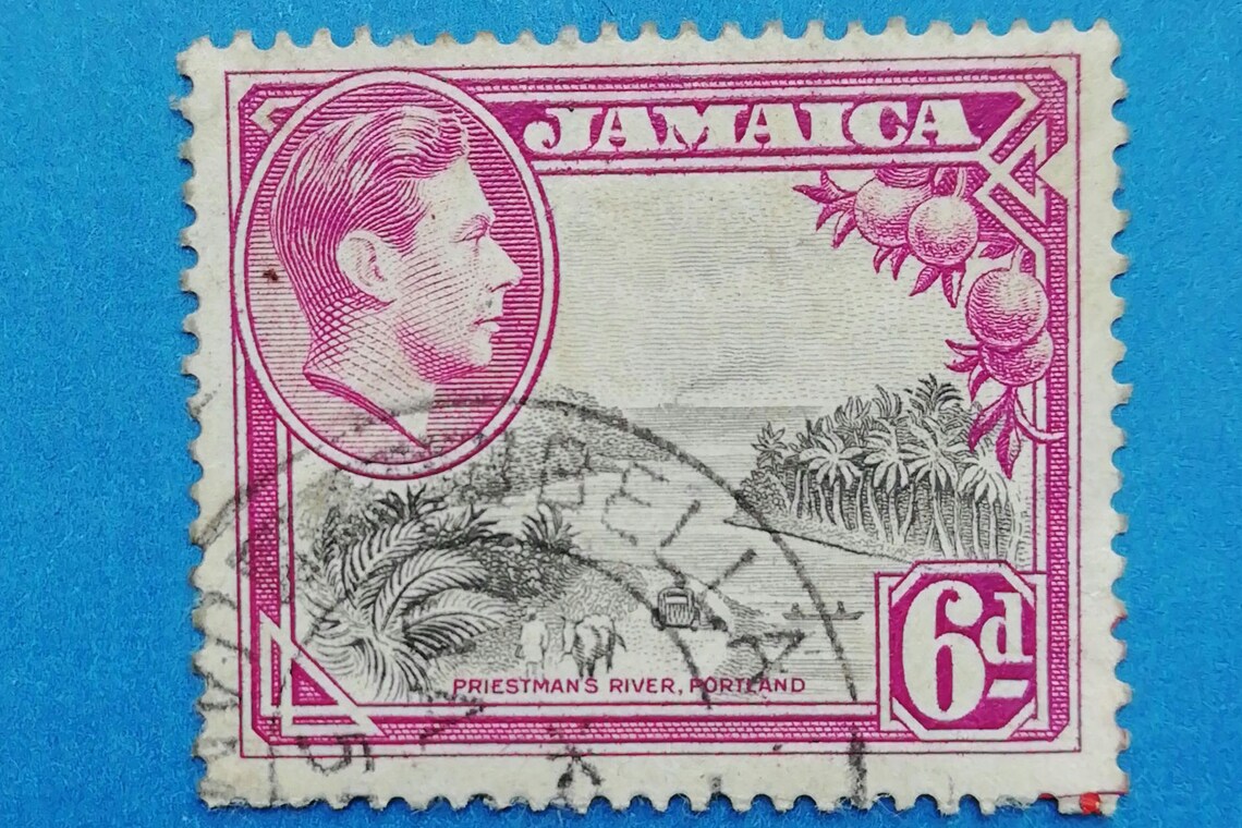1938 JAMAICA, GB Commonwealth., King George VI 6d Stamp.purple.fine ...