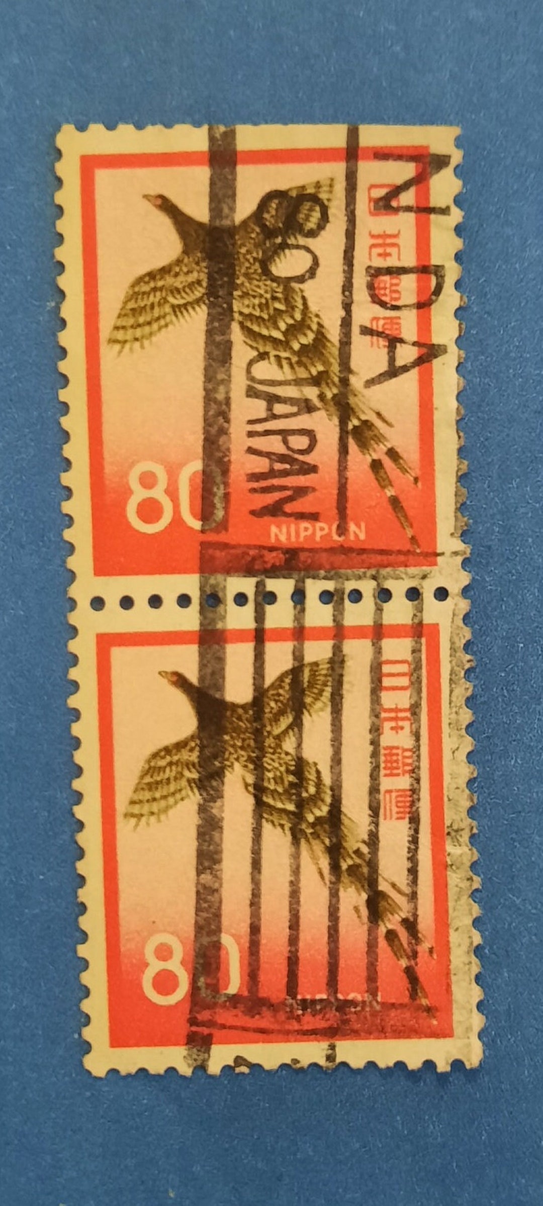 1965 Japan.birds,japan Pheasant 80 Yen Stamp. Vertical Pair.honda ...