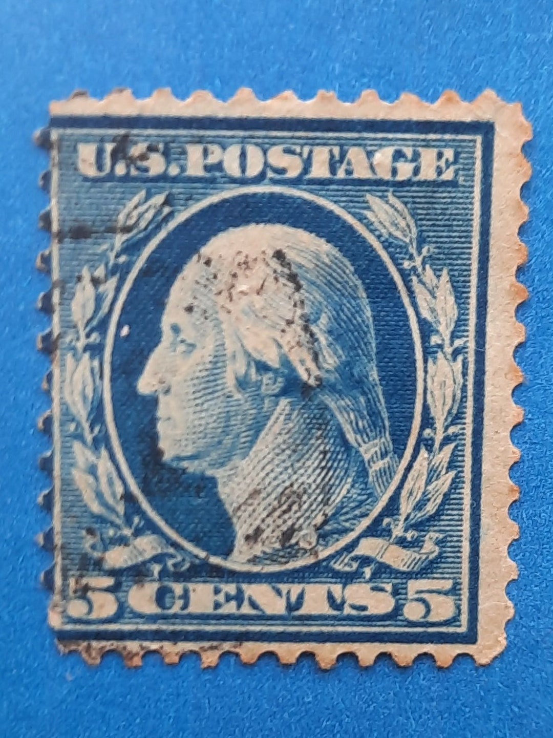 1916 USA George Washington 5 Cents Stamp.blue Paper Print. - Etsy