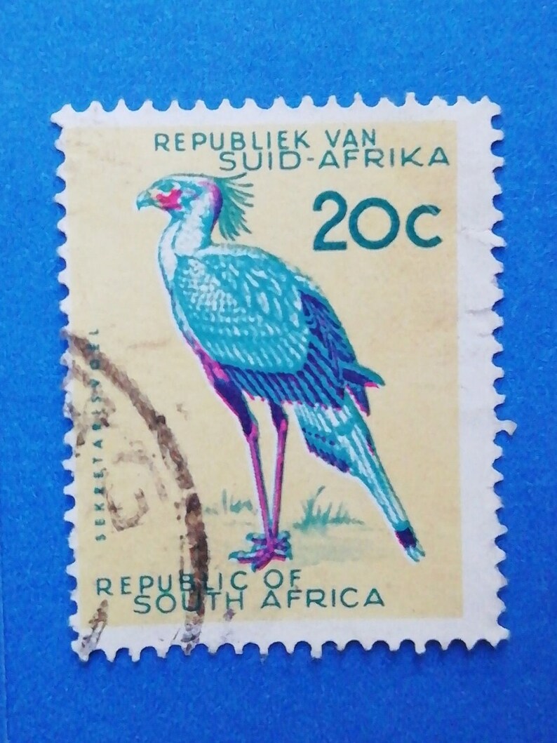 1961 RSA, South Africa, the Secretary Bird, 20 Cent Stamp. Missing ...