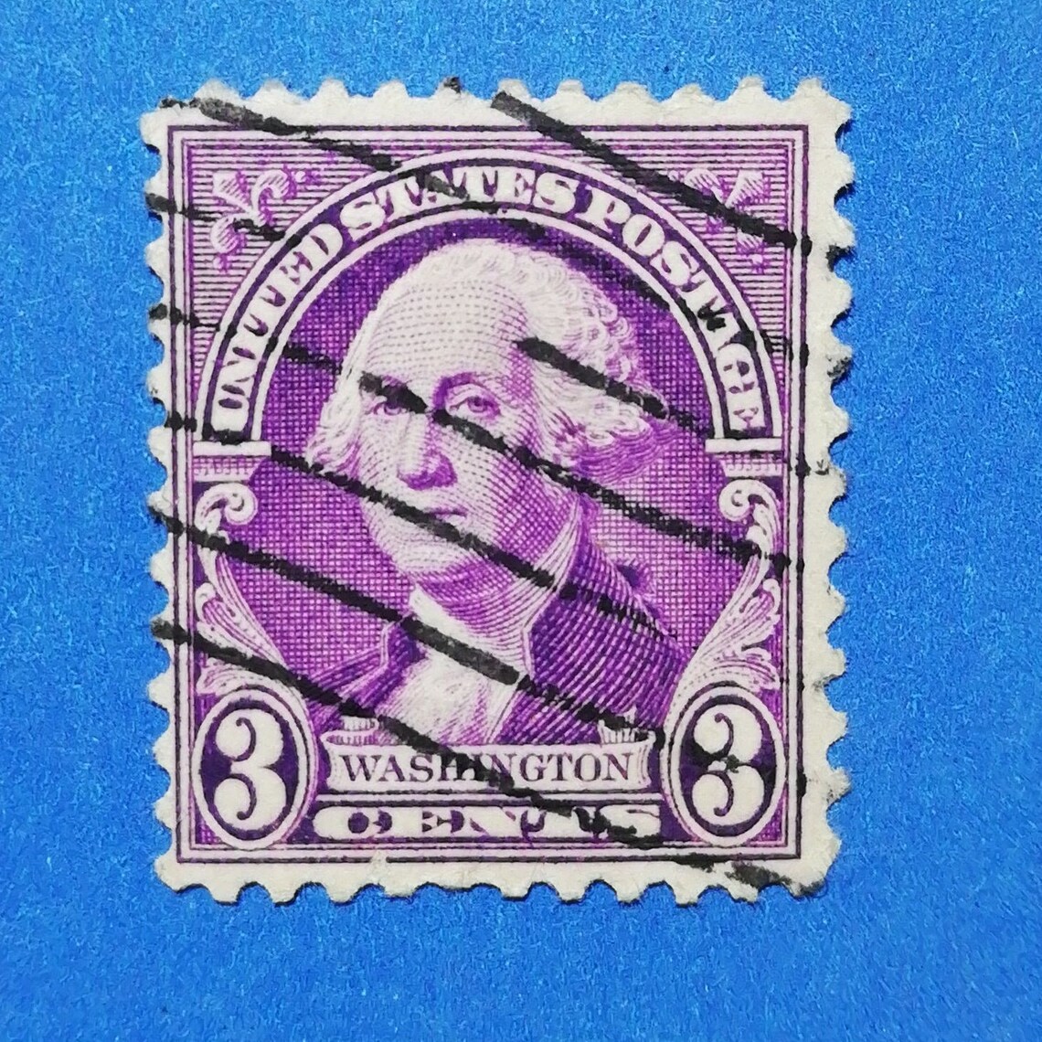 1932 USA , US Postage, George Washington 3 Cents Stamp. Deep Lilac.fine ...