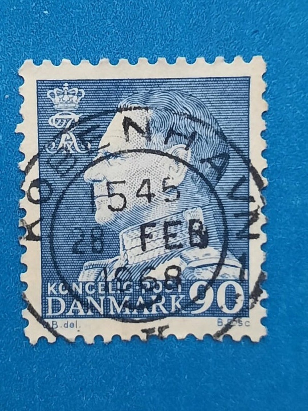 1968 Danmark,king Frederik IX, 90 Ore Stamp. - Etsy