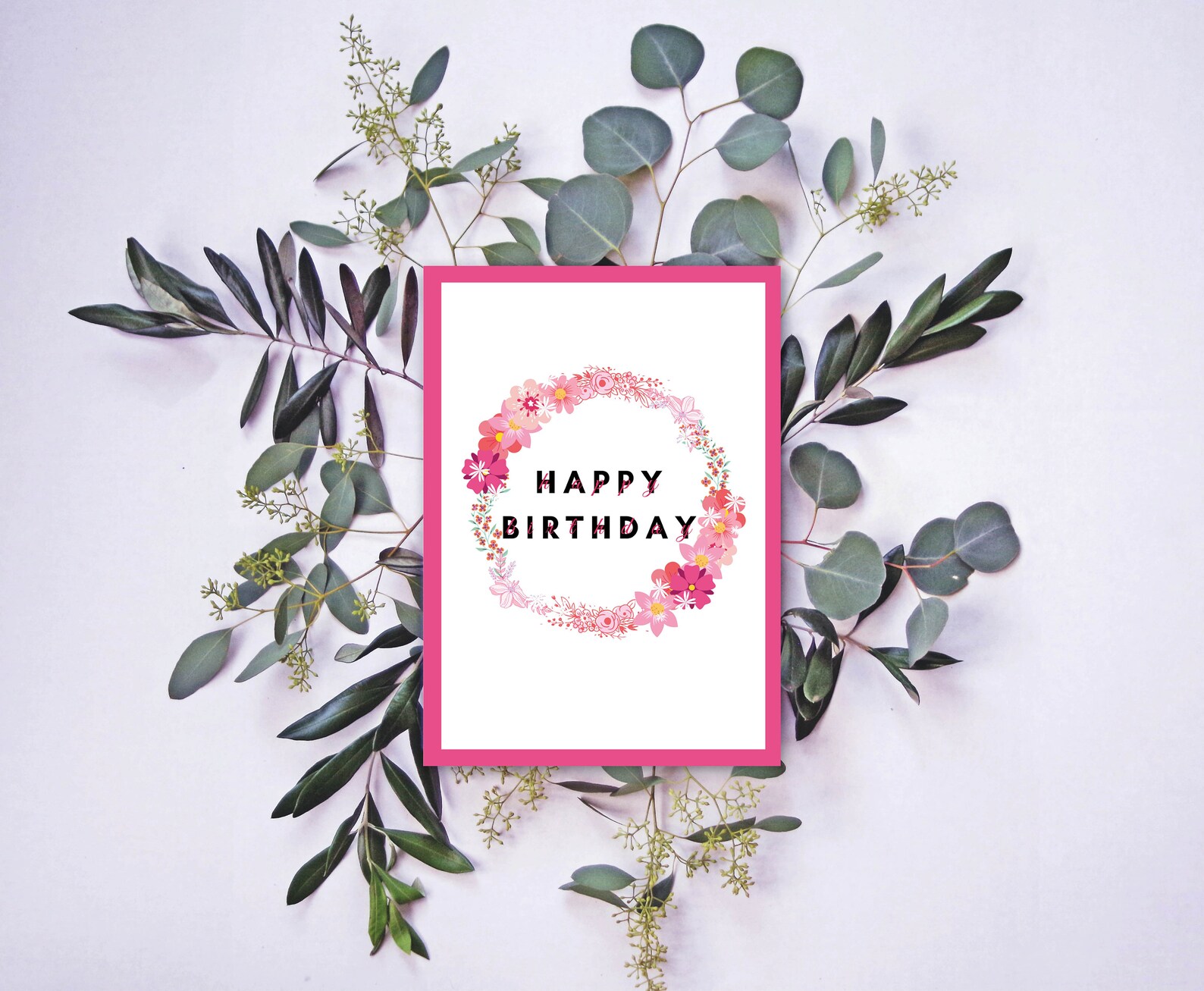 Printable Pink Flower Birthday Card | Digital Birthday Card | Floral ...